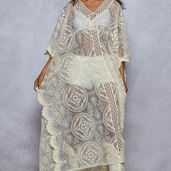 Swim | Lace Embroidered Beach Cover Up Kaftan | Poshmark